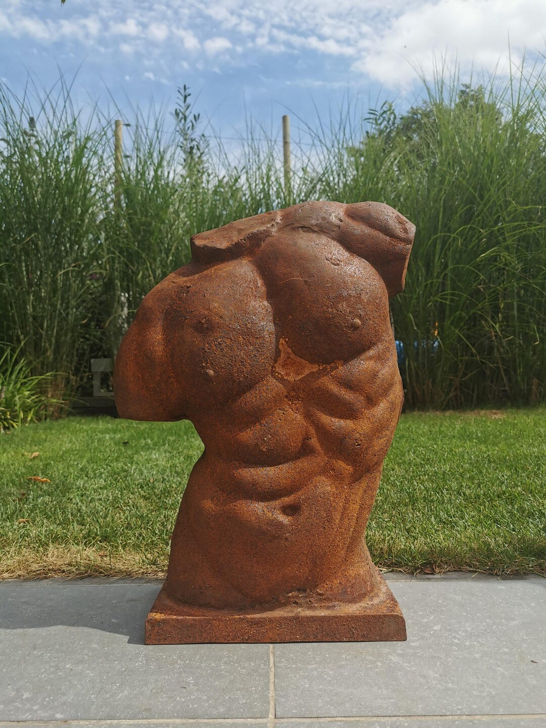 Cast Iron Male Torso Large Garden Sculpture Vintage Style Garden ...