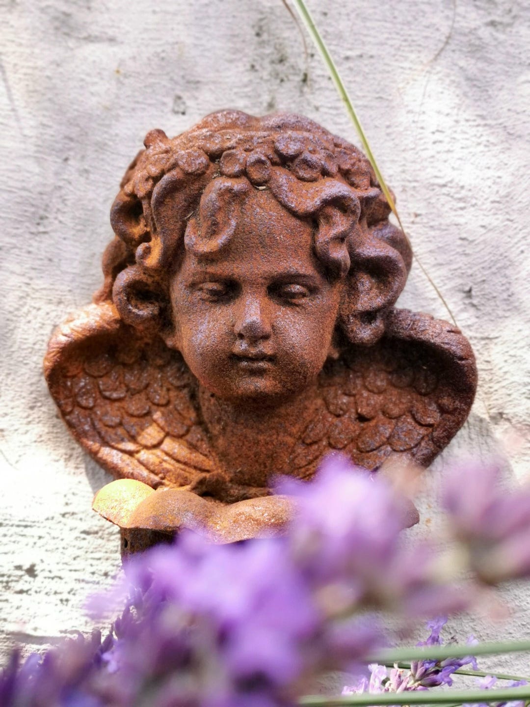 Antique Cast Iron Angel Wall Ornament Cherub With Water Jug Vintage ...