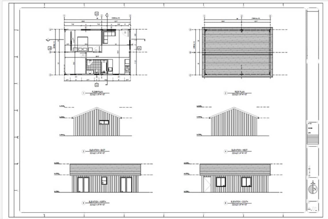 Architectural Plan Set for a Custom Designed Galvanized Steel Cabin Kit ...