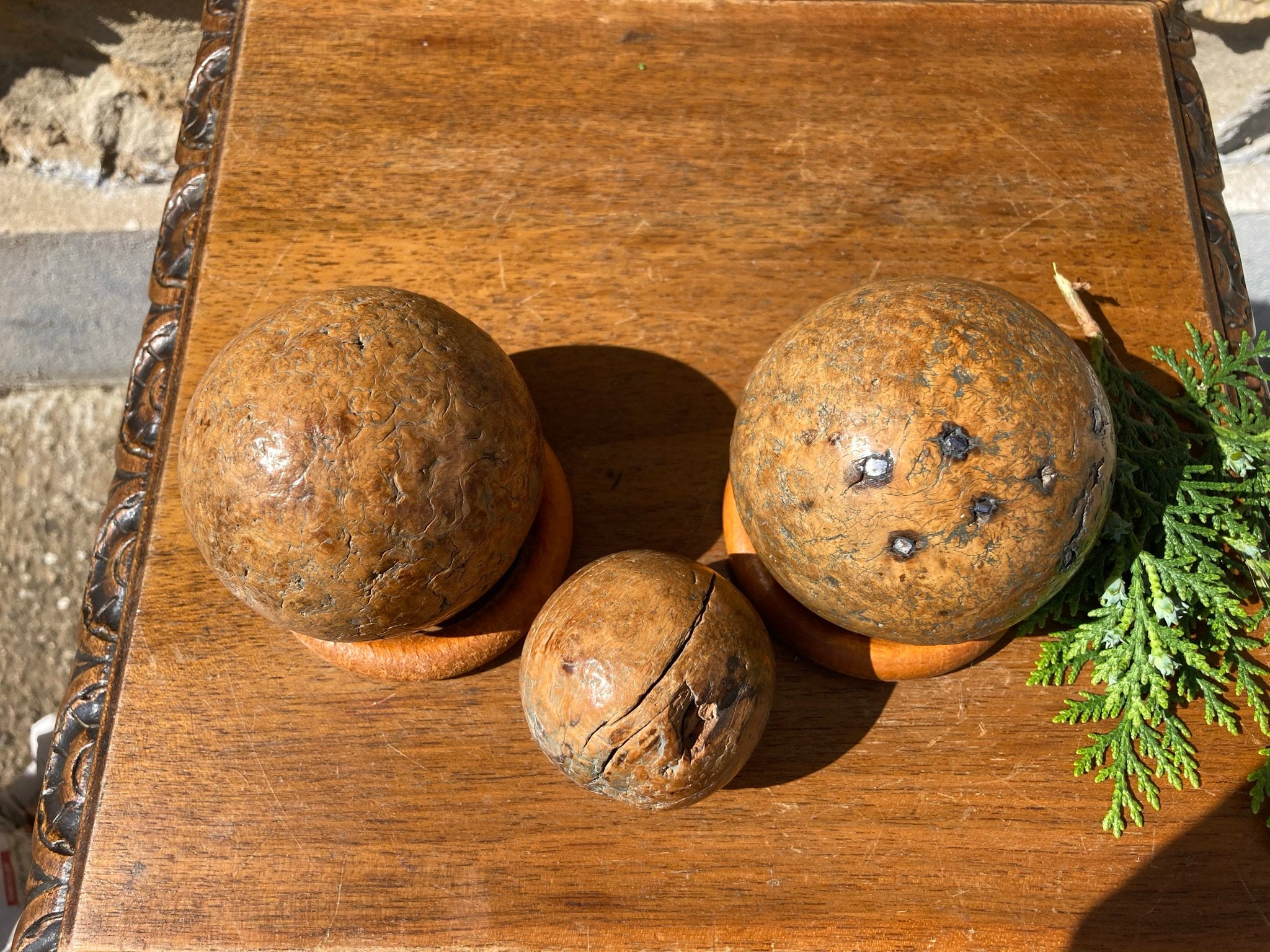 Set of Polished Hand-carved Petanque Balls With Cochonnet / Set of ...