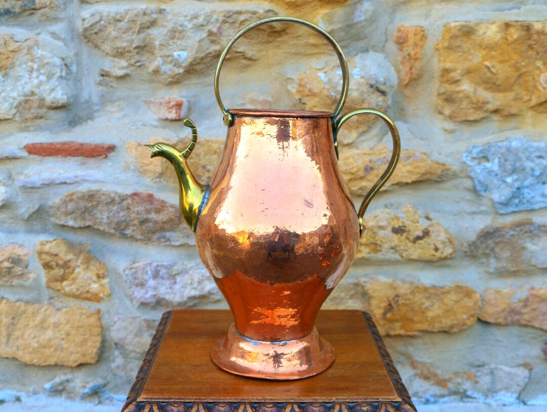Antique French Copper Wine Pitcher: Duck Head Spout, Louis Philippe Era ...