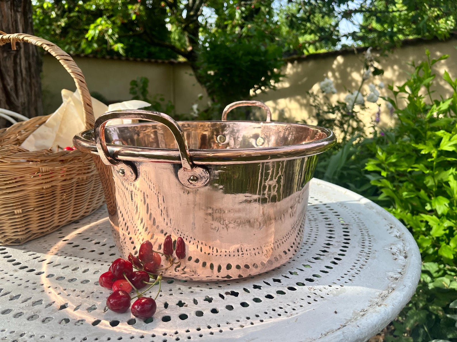 Large Antique French Copper Jam Pan, Bronze Handles, 1800s Kitchenware ...