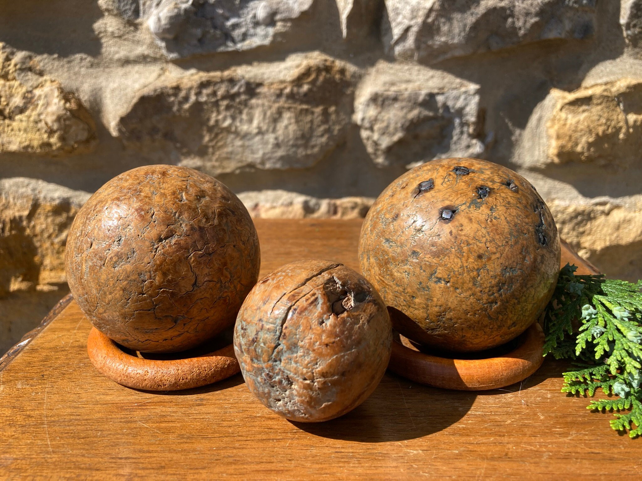 Set of Polished Hand-carved Petanque Balls With Cochonnet / Set of ...