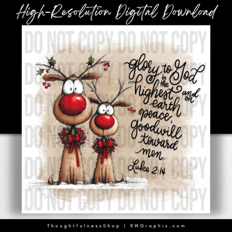 Christian Christmas PNG, Glory to God in the Highest Luke 2:14 Reindeer ...