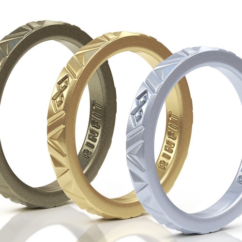 Designed Silicone Wedding Ring for Women. Set of Thin and - Etsy
