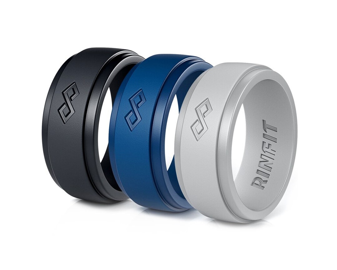 Rinfit Silicone Wedding Ring for Men - Soft Rubber Wedding Band ...