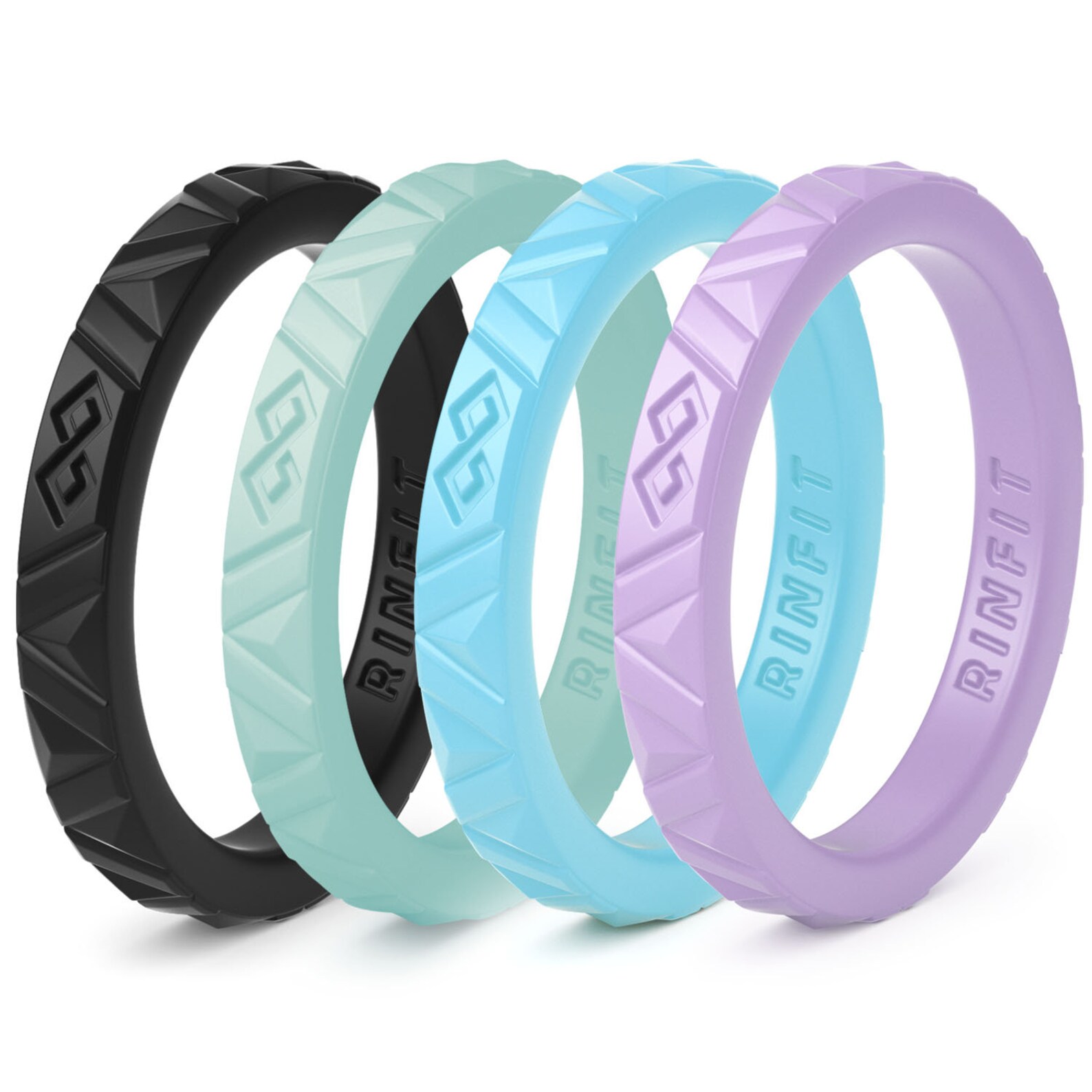 Designed Silicone Wedding Ring for Women. Set of Thin and Stackable ...