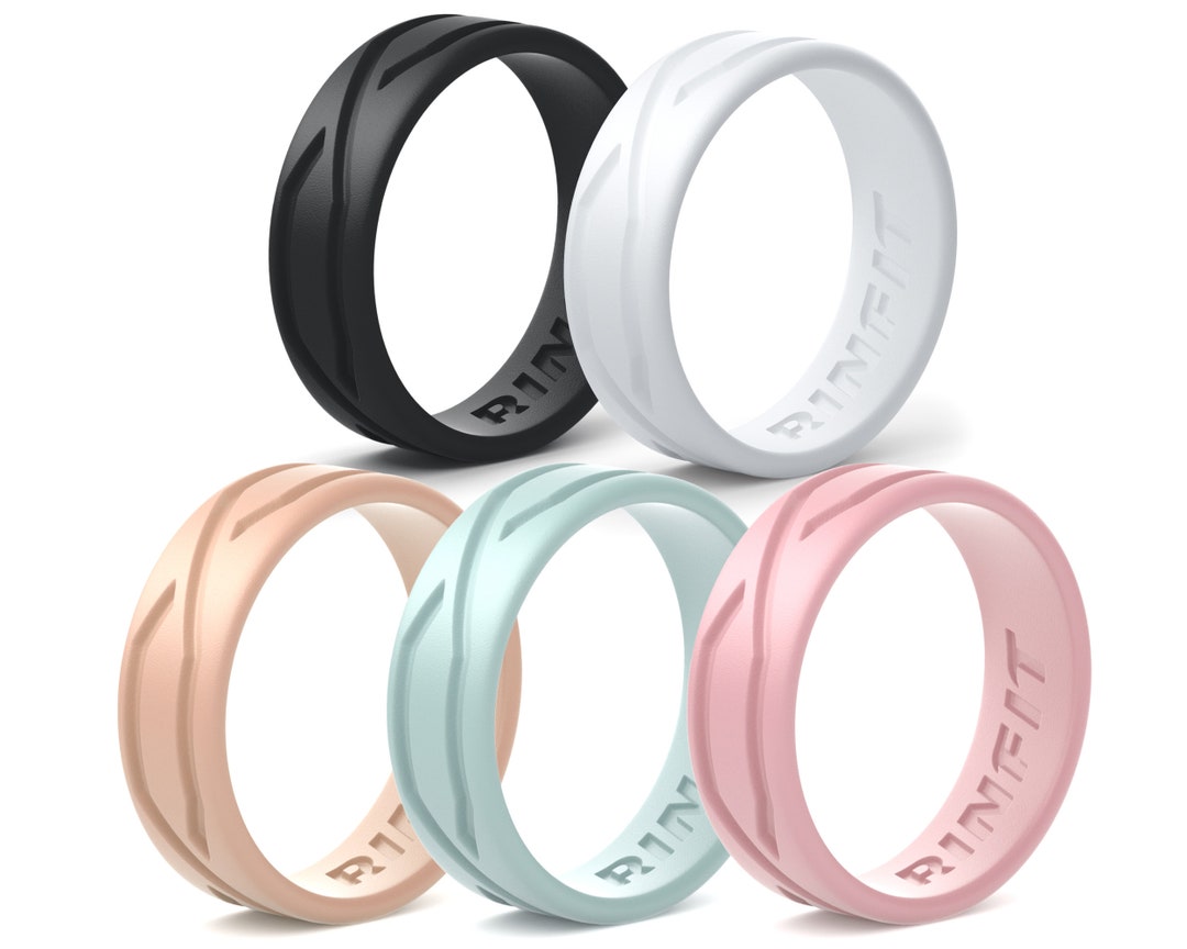 Rinfit Silicone Rings for Women - Female Wedding Rubber Bands - Soft ...