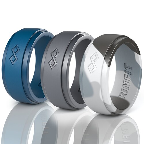 Silicone Wedding Ring Band for Men Modern Hammered 3 PACK - Etsy