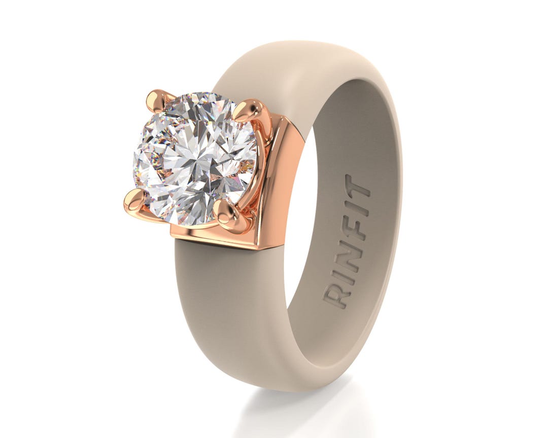 Silicone Ring – 7mm Round Solitaire CZ | Glowstone Collection- Patented ...