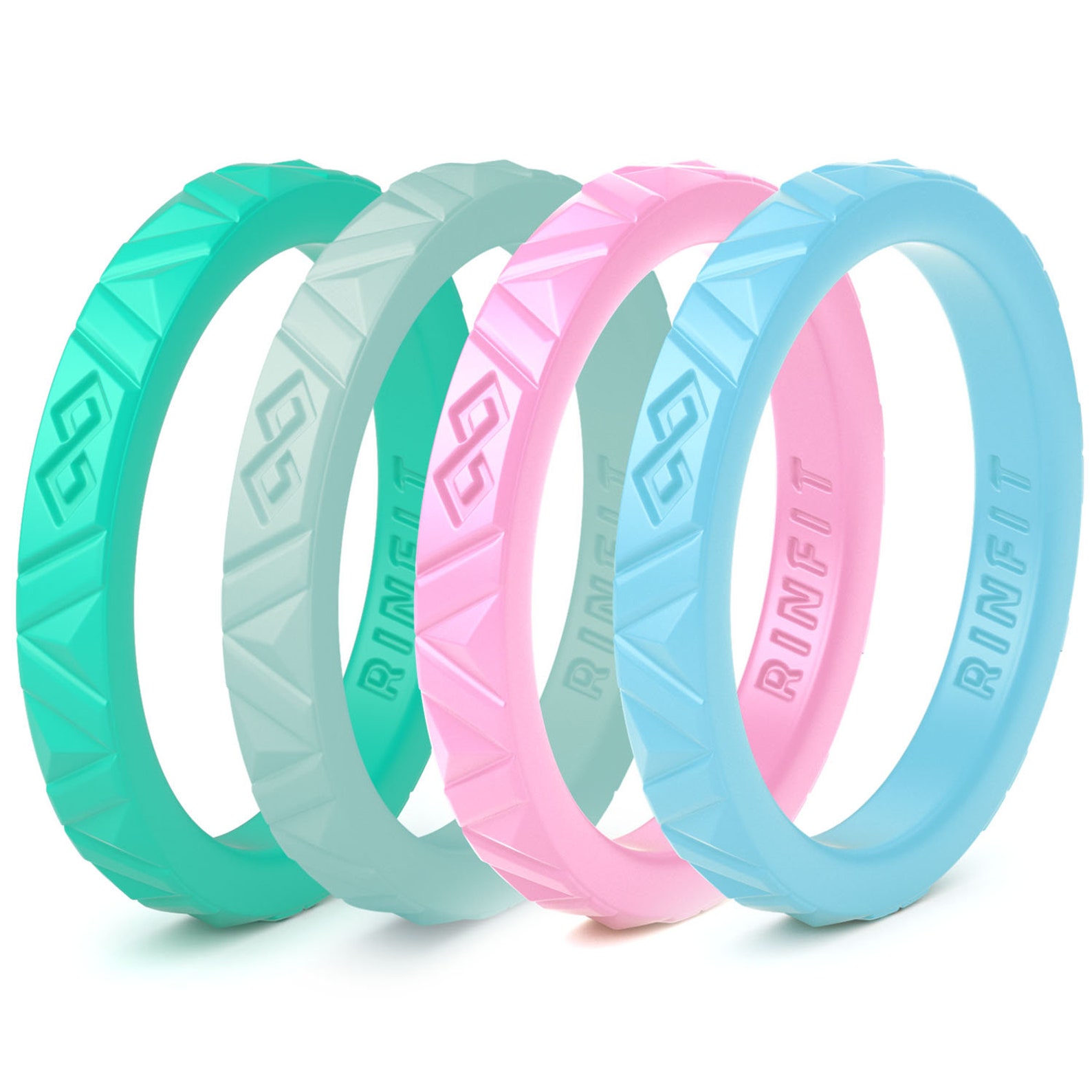 Designed Silicone Wedding Ring for Women. Set of Thin and - Etsy