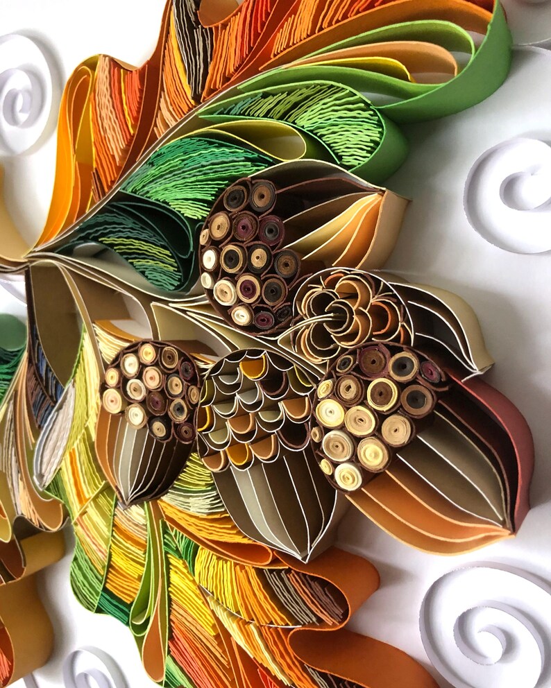 Woodland Wall Art, Oak Leaves and Acorns, Cottage Core Quilling, Autumn ...