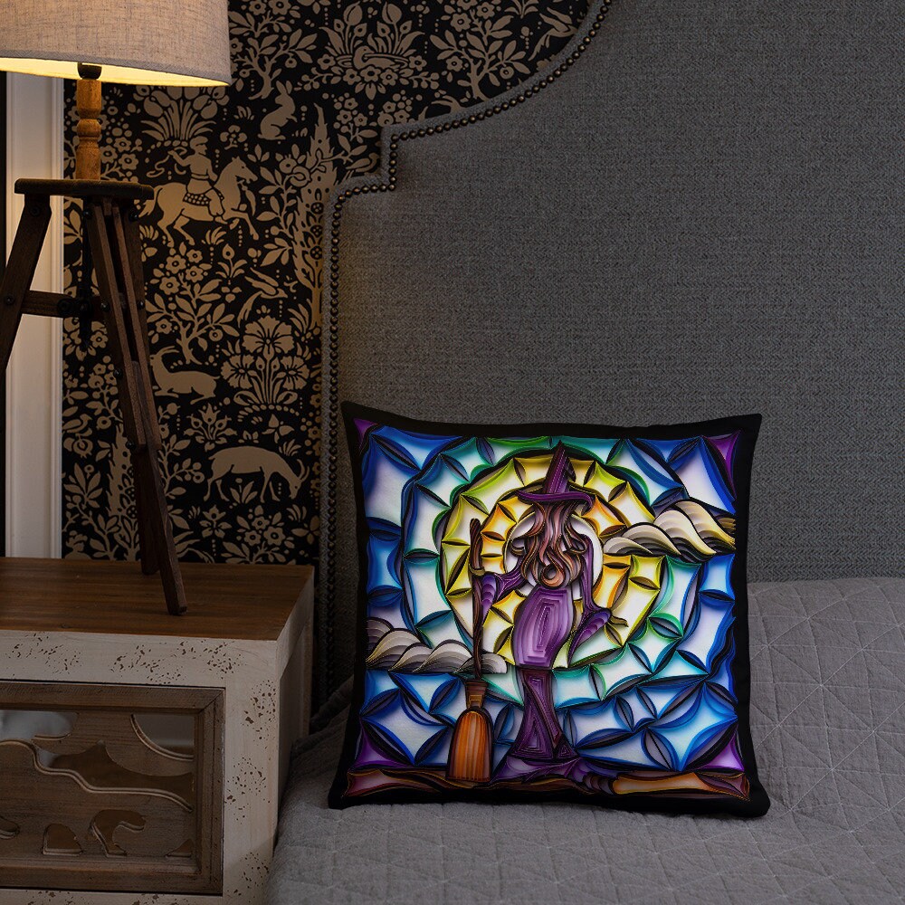 Witchy Full Moon Art Pillow Quilling Art in Faux Stained - Etsy