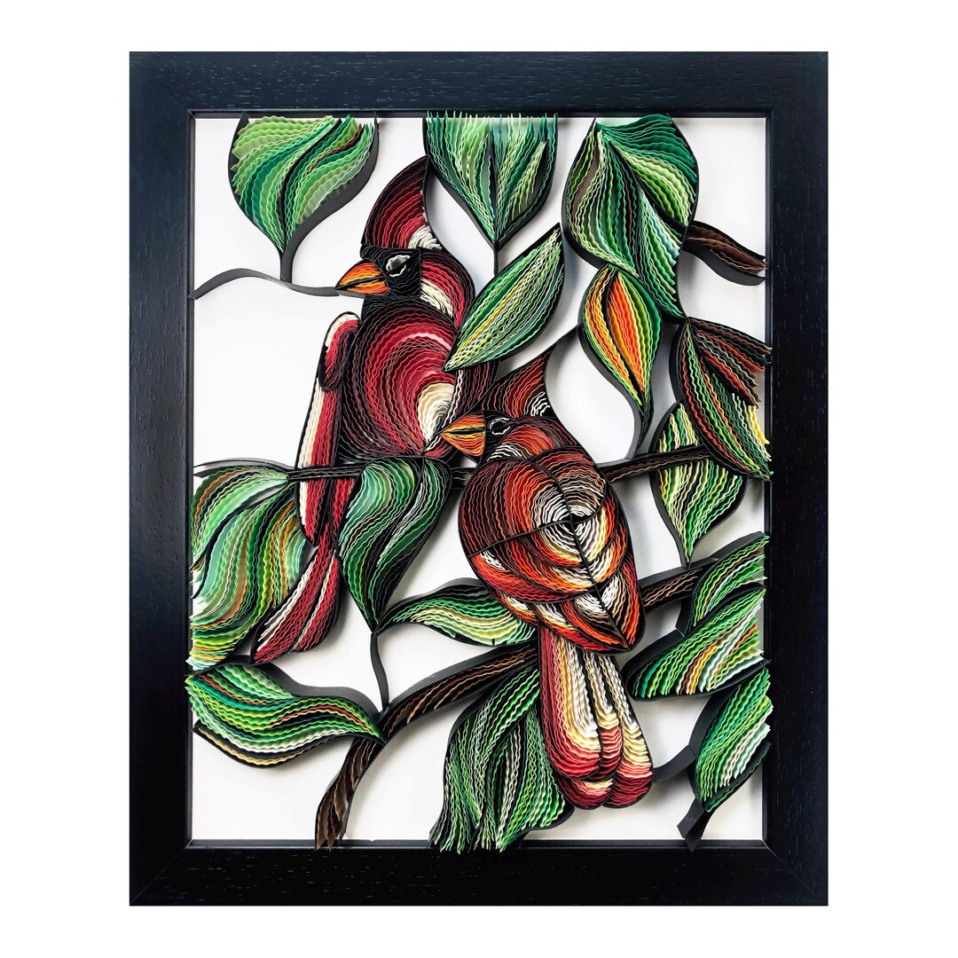 Robin Art, Bird Wall Decor, Quilled Robins in Stained Glass Style ...