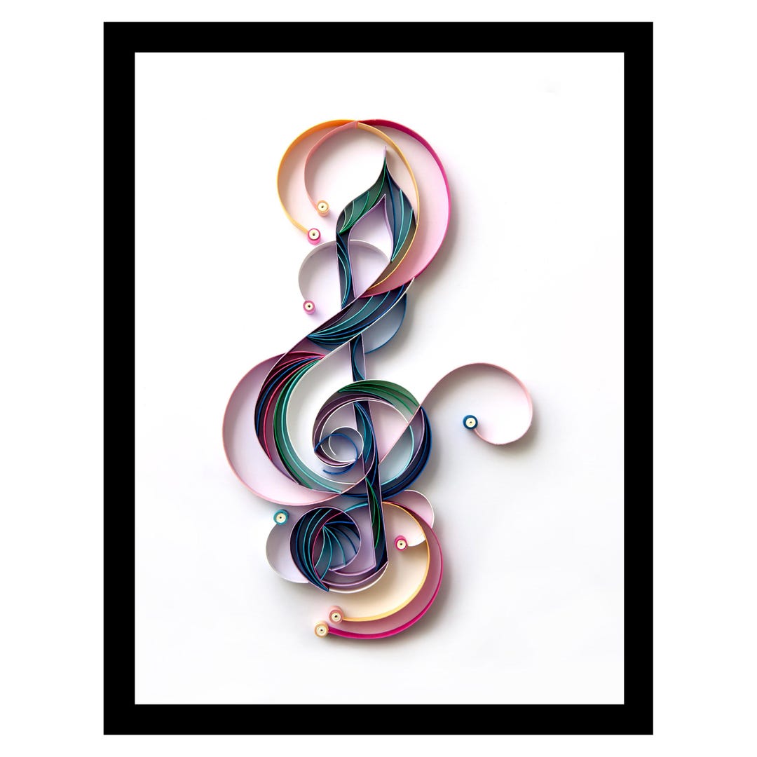 Music Note Treble Clef Wall Decor Quilling Art - 3d Paper Home Decor - Etsy
