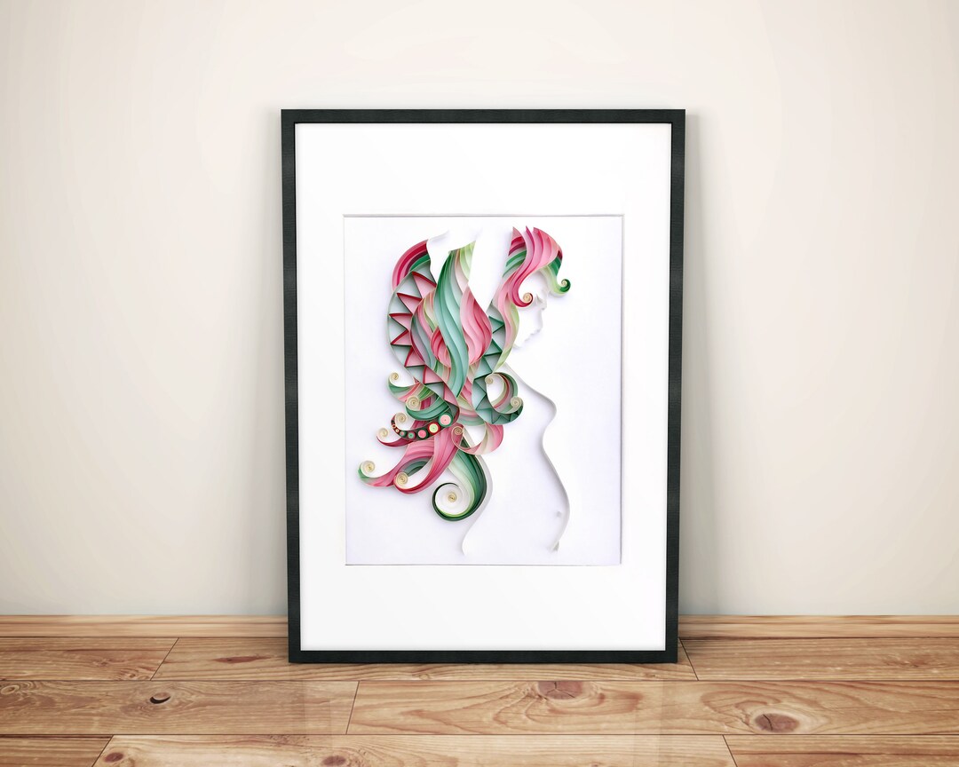 Beautiful Woman Art, Quilling Paper Art Wall Decor, Lady With Zentangle ...