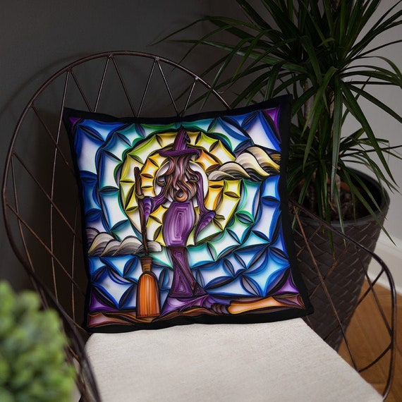 Witchy Full Moon Art Pillow Quilling Art in Faux Stained - Etsy