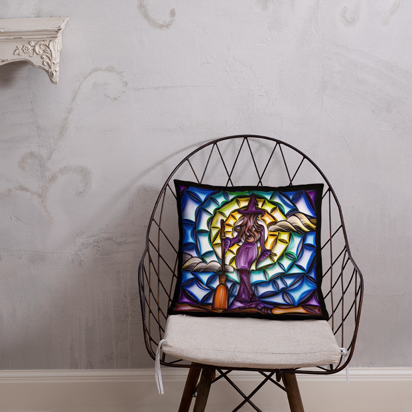 Witchy Full Moon Art Pillow Quilling Art in Faux Stained - Etsy