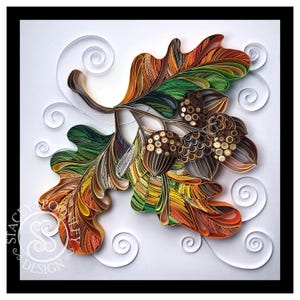 Woodland Wall Art, Oak Leaves and Acorns, Cottage Core Quilling, Autumn ...