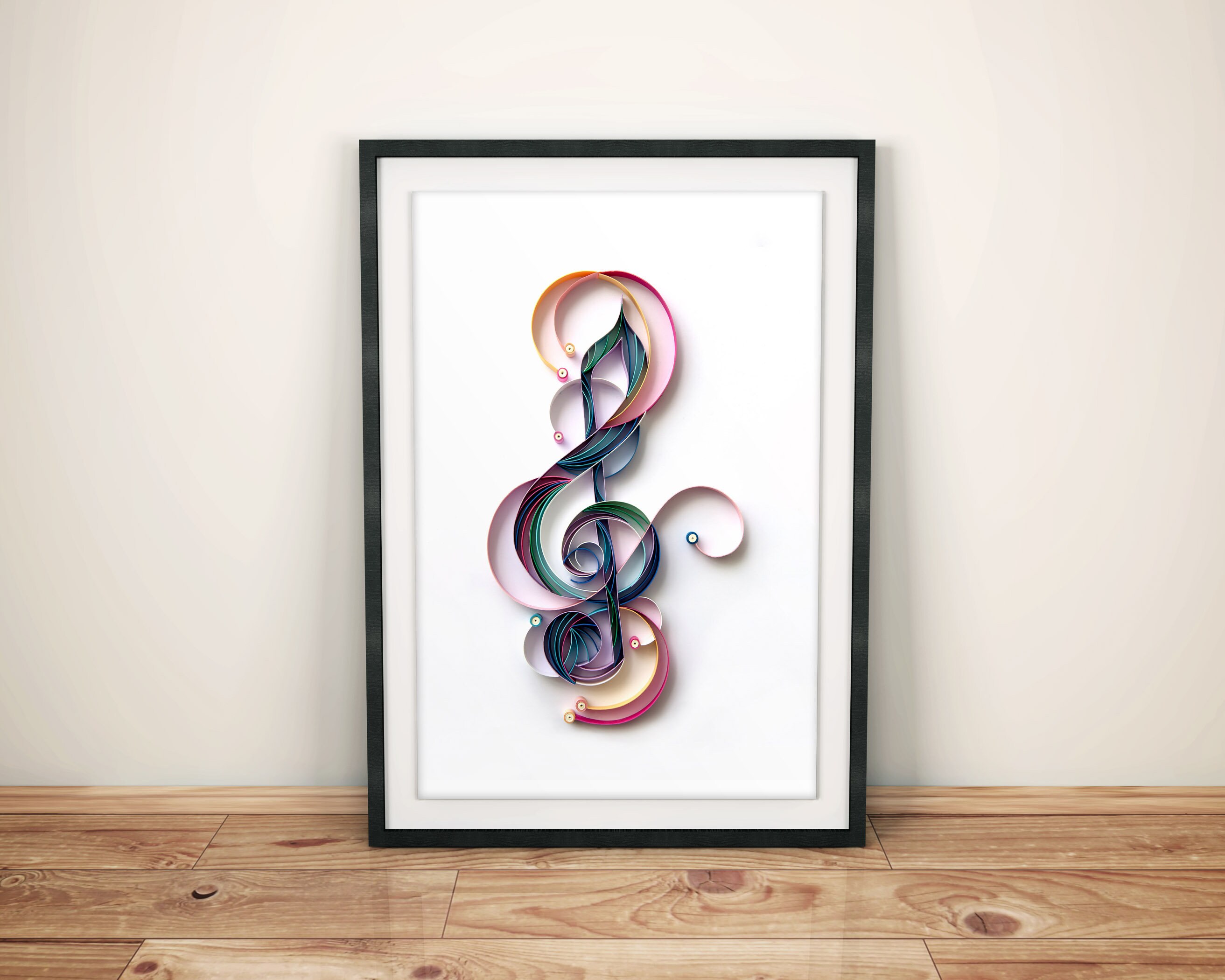Music Note Treble Clef Wall Decor Quilling Art - 3d Paper Home Decor - Etsy