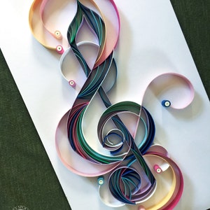 Music Note Treble Clef Wall Decor Quilling Art 3d Paper Home | Etsy