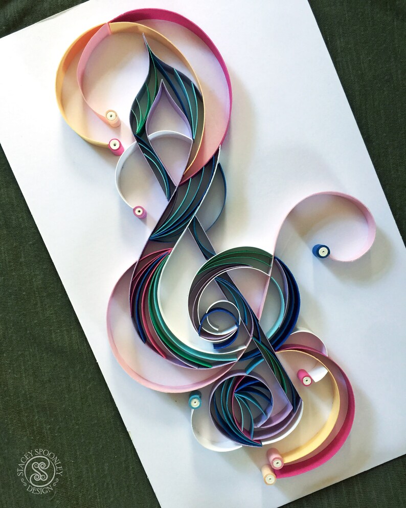 Music Note Treble Clef Wall Decor Quilling Art 3d Paper Home | Etsy