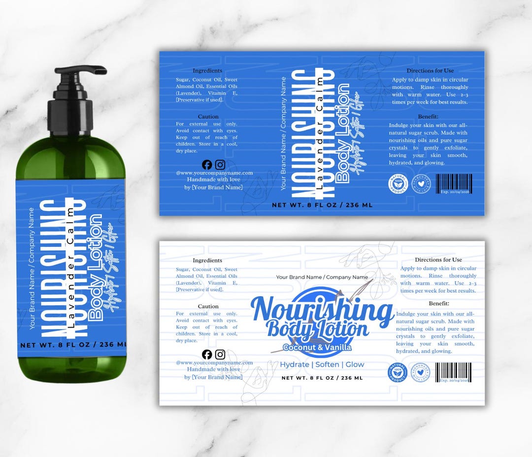 Editable Body Lotion Label Template - Canva Skincare Label Template ...