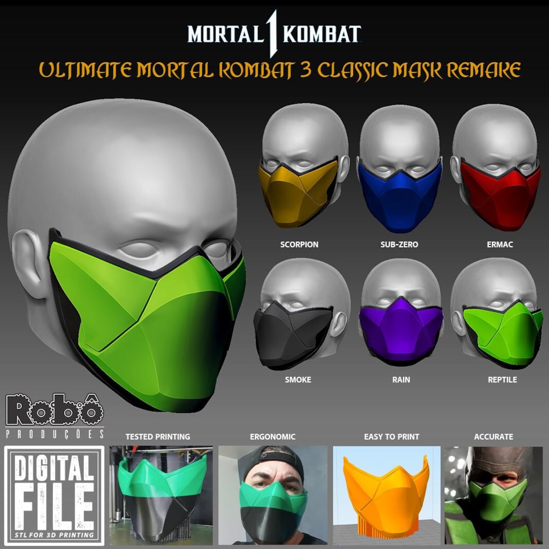Mortal Kombat 1 - Ultimate MK3 Classic Ninja Mask Cosplay - 3D Model ...