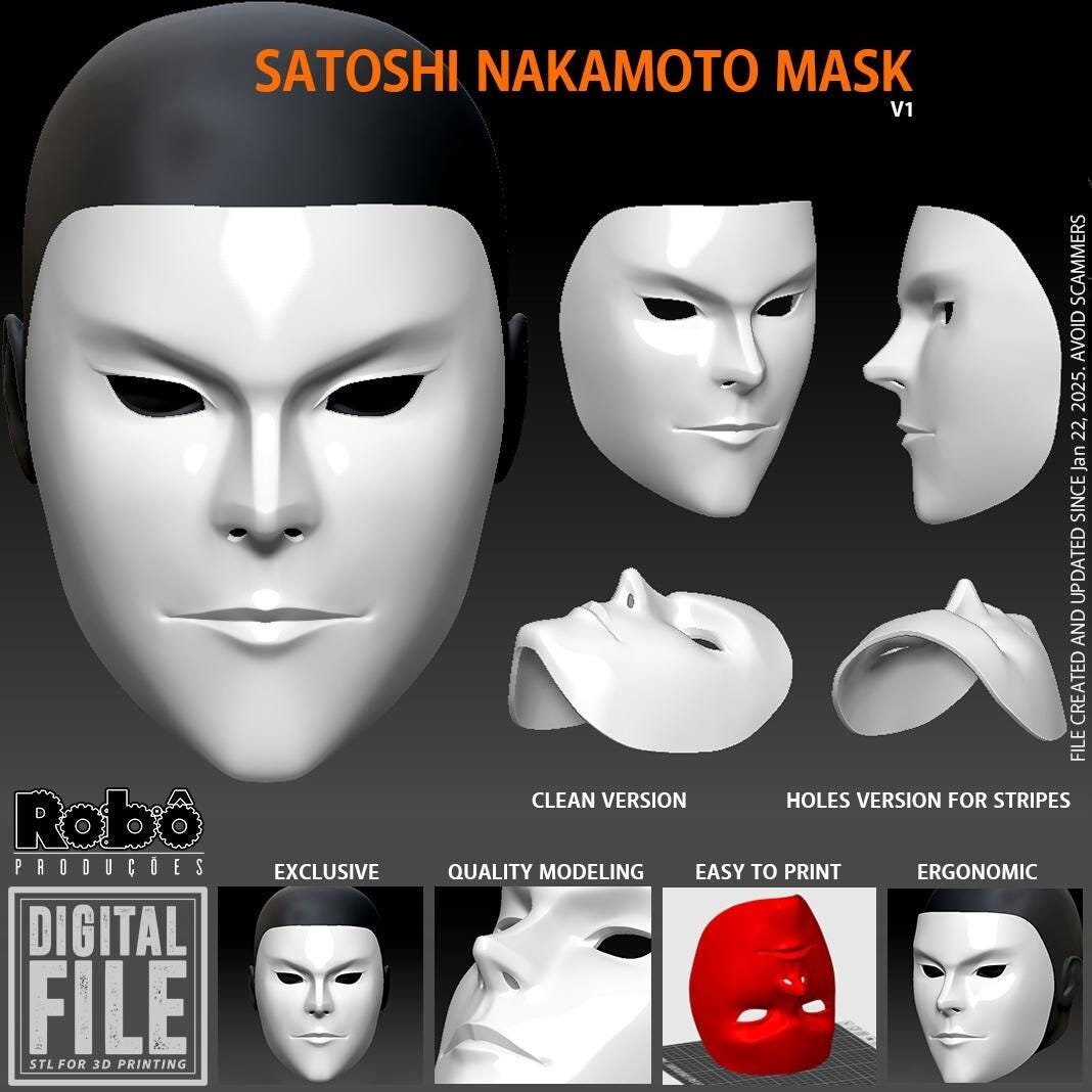Satoshi Nakamoto Mask - Anonymous Crypto Investor - STL Model 3D Print ...