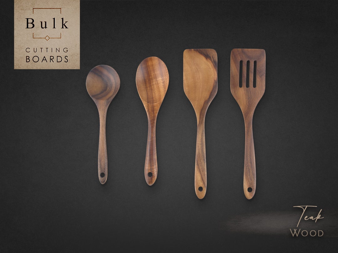 Set of Teak Wood Cooking Utensils - Pack of 4 Units - Etsy