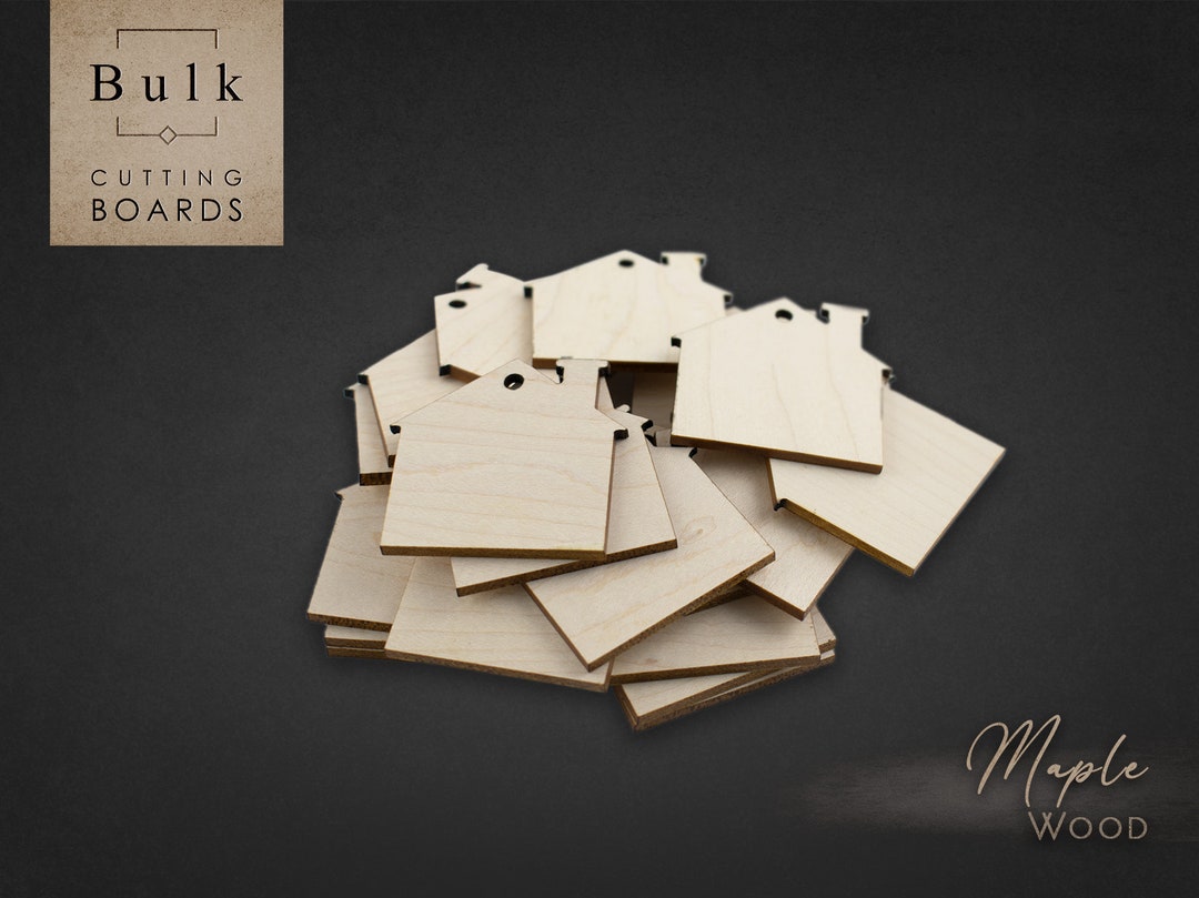 Pack of House Shaped Keychains - Maple Wood - 2x2x0.125 Thick - Laser ...