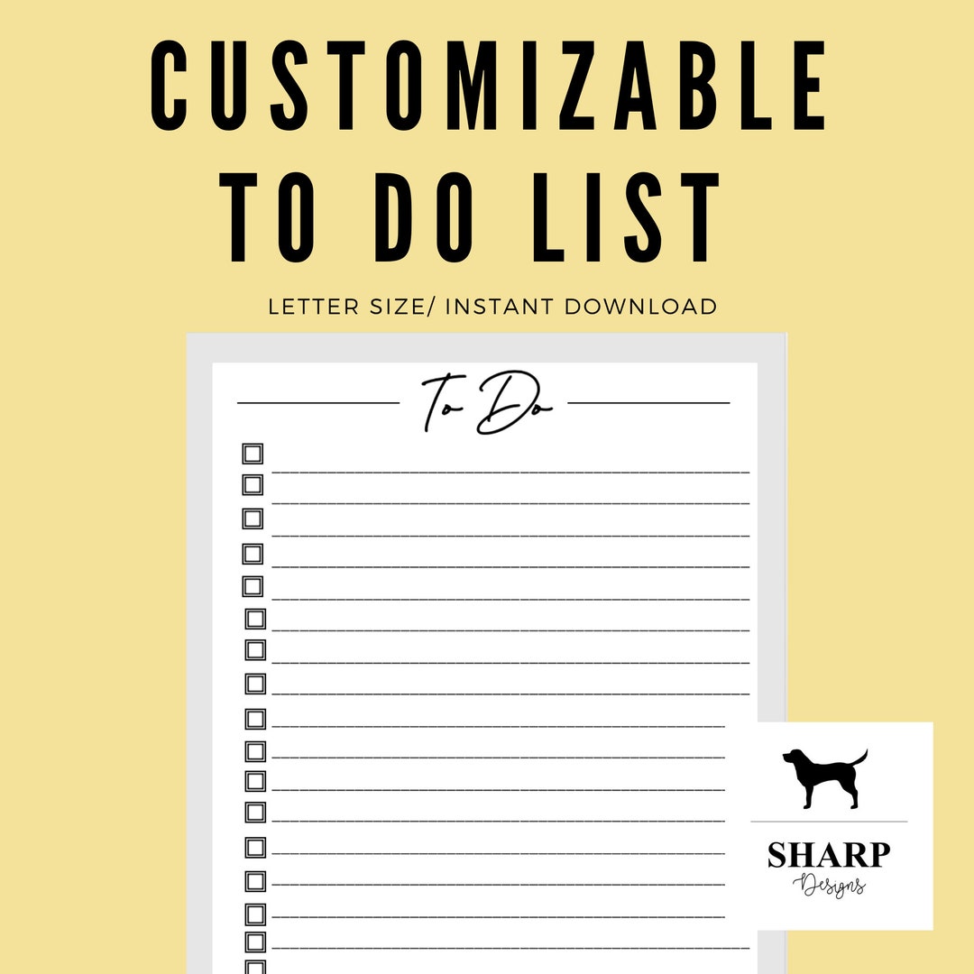 To Do List Printable Page Customizable Organizer or Planner Study Plan ...