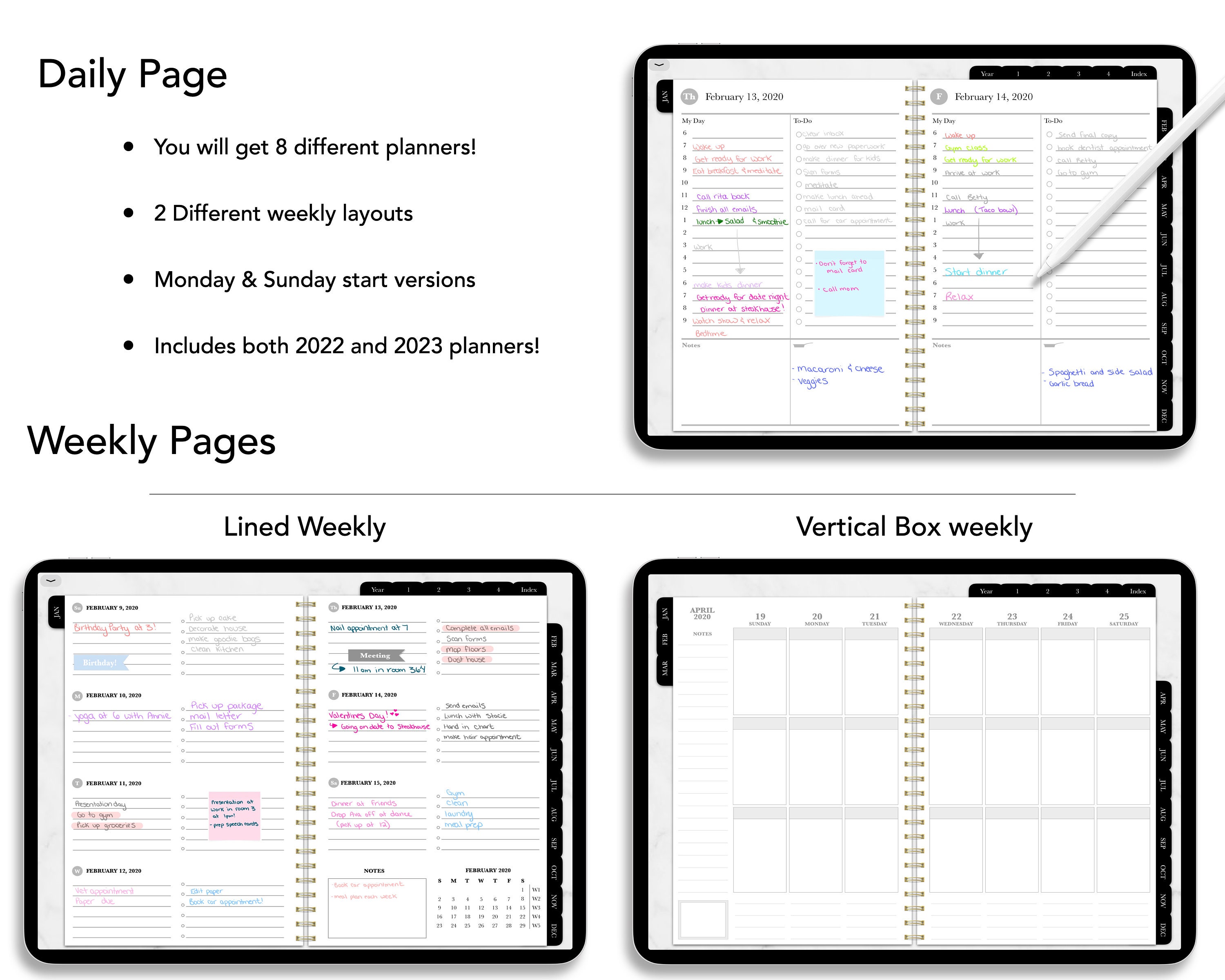 Calendars & Planners Paper & Party Supplies Paper Digital organization ...
