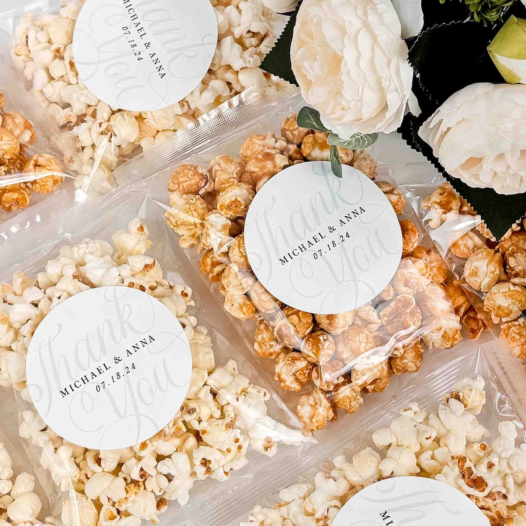 Wedding Popcorn Favors, Customized Wedding Popcorn Bags, Personalized ...