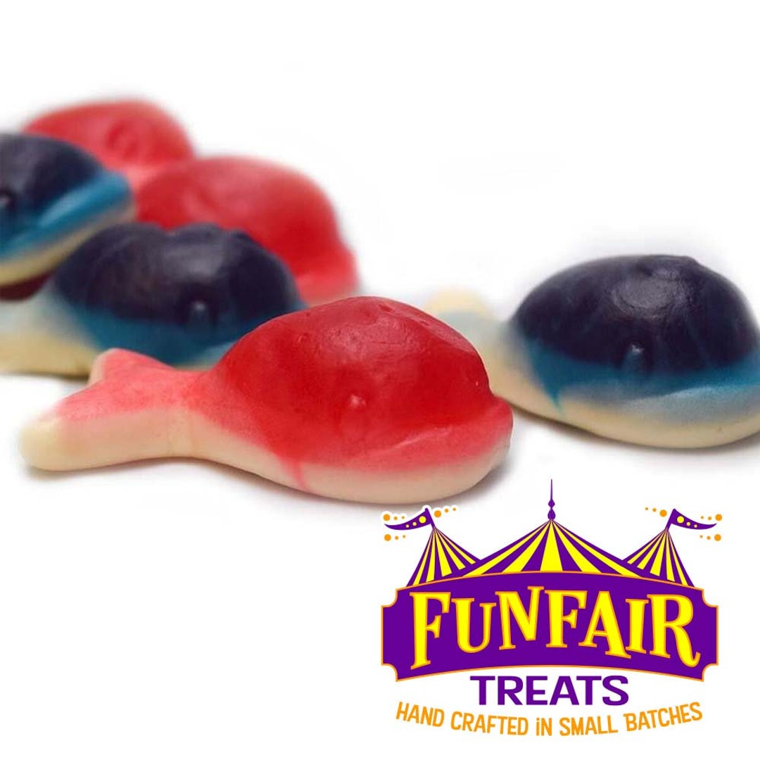 Gummi Whales Jelly Filled 1.1 Lb Bag, Red White Blue, Whale Shape ...