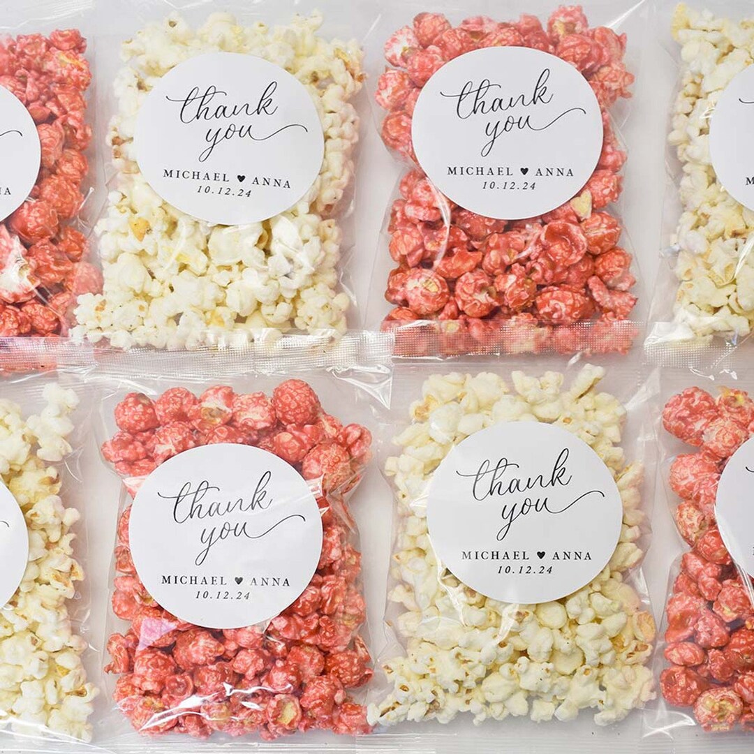Wedding Popcorn Favors, Customized Wedding Popcorn Bags, Personalized ...
