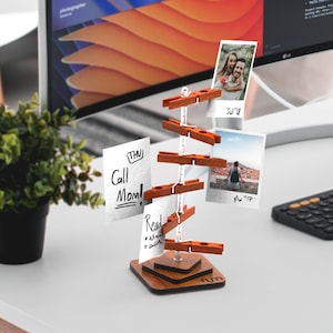 Walnut Photo Holder, Multiple Note Holder, Weekly Planner, Card Holder ...