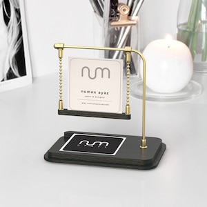 White Square Business Card Stand, Business Card Holder for Desk ...