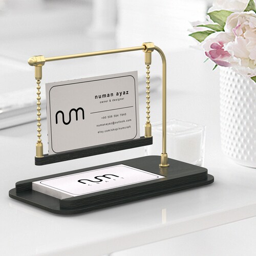 Oak Business Card Stand Business Card Holder for Desk - Etsy