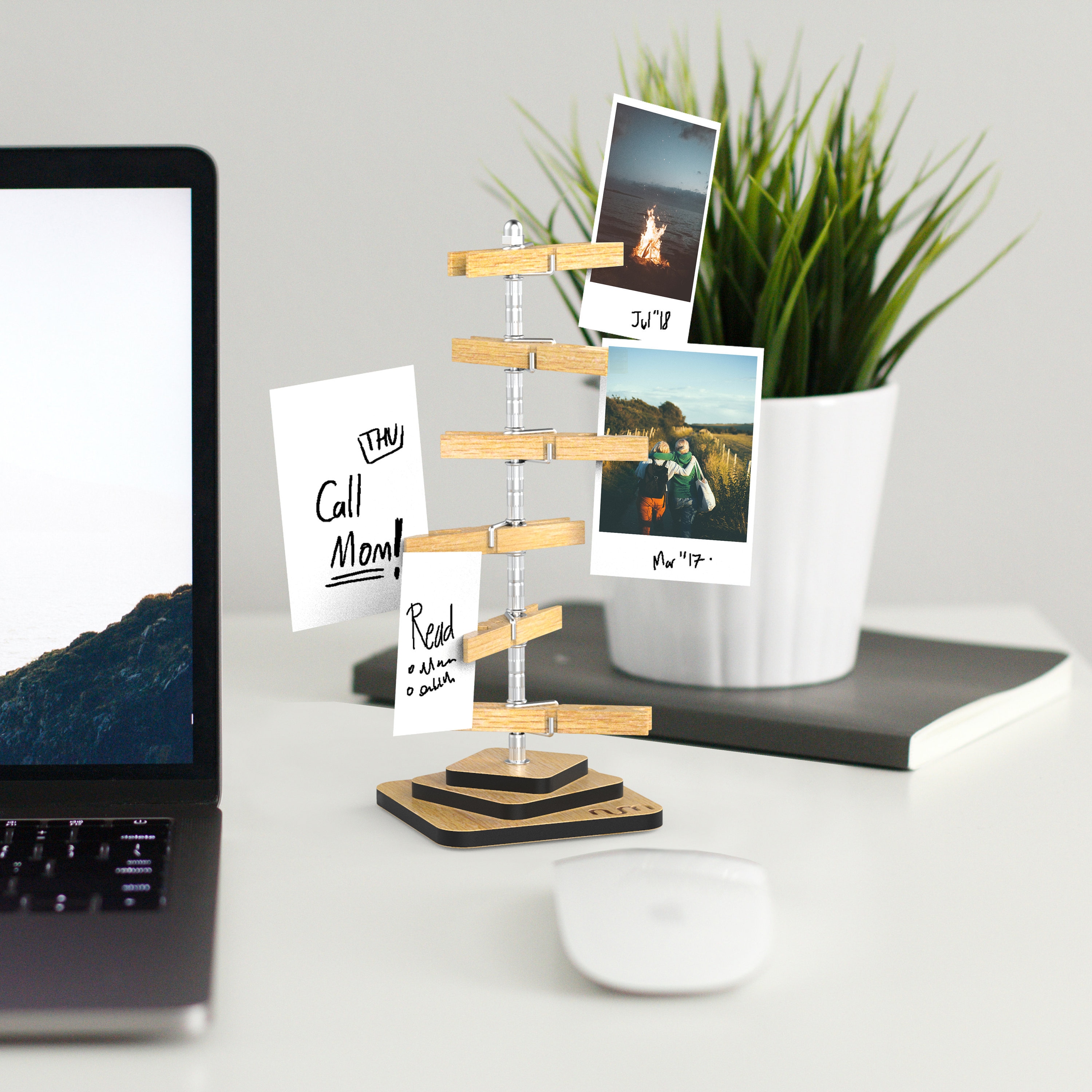 Oak Photo Holder Multiple Note Holder Weekly Planner Card | Etsy