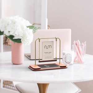 White Business Card Stand Vertical, Business Card Holder for Desk ...