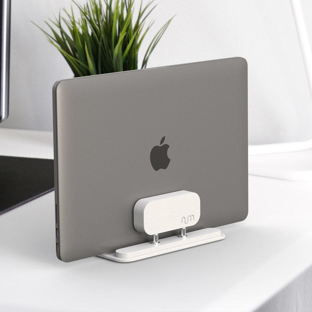 White Vertical Laptop Stand, Laptop Dock, Docking Station, MacBook ...