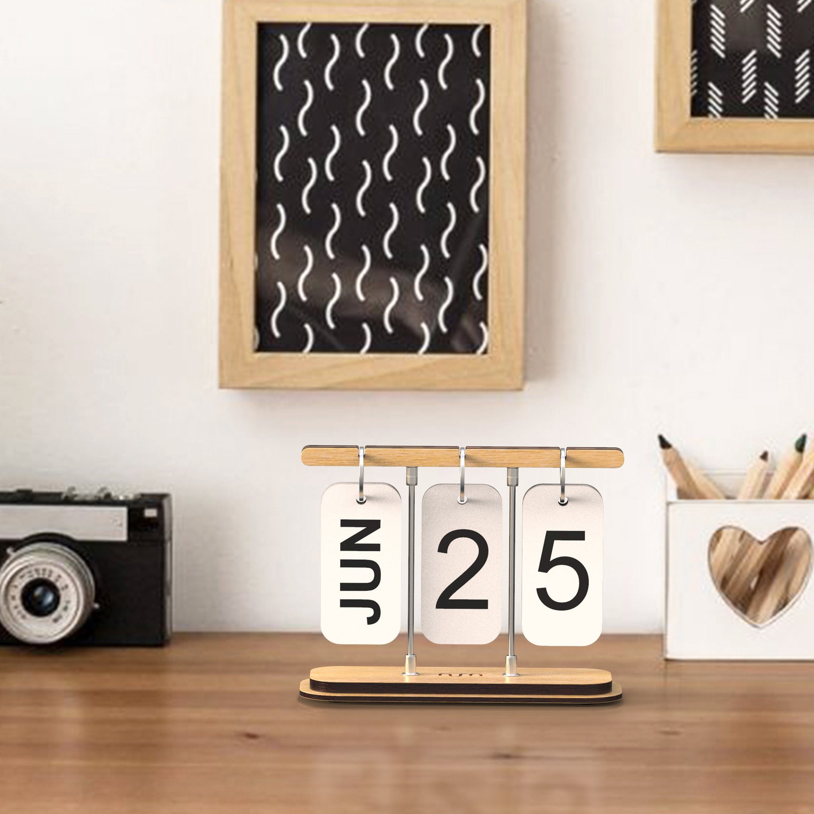 Pink Perpetual Desk Calendar Turning Calendar Wood & Metal - Etsy