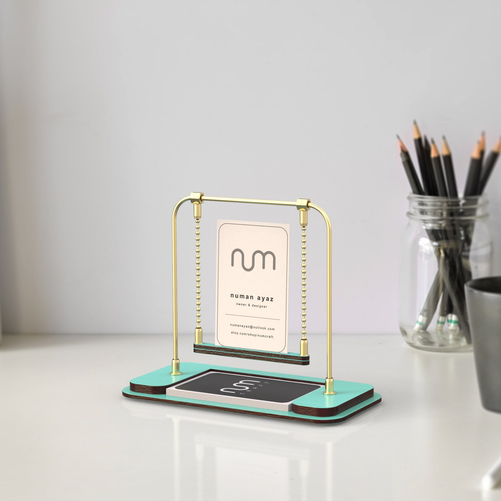 White Business Card Stand Vertical, Business Card Holder for Desk ...