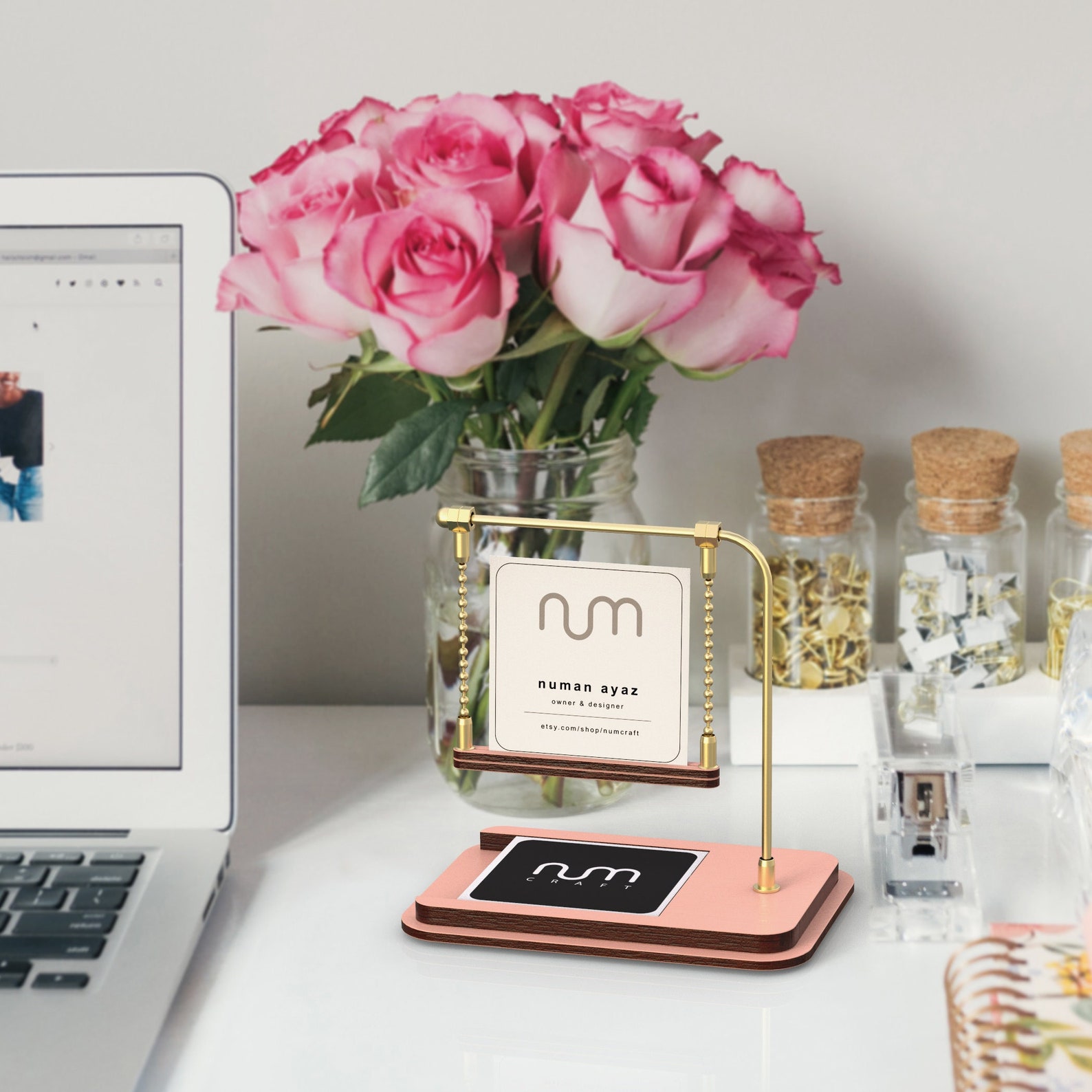 White Square Business Card Stand Business Card Holder for - Etsy