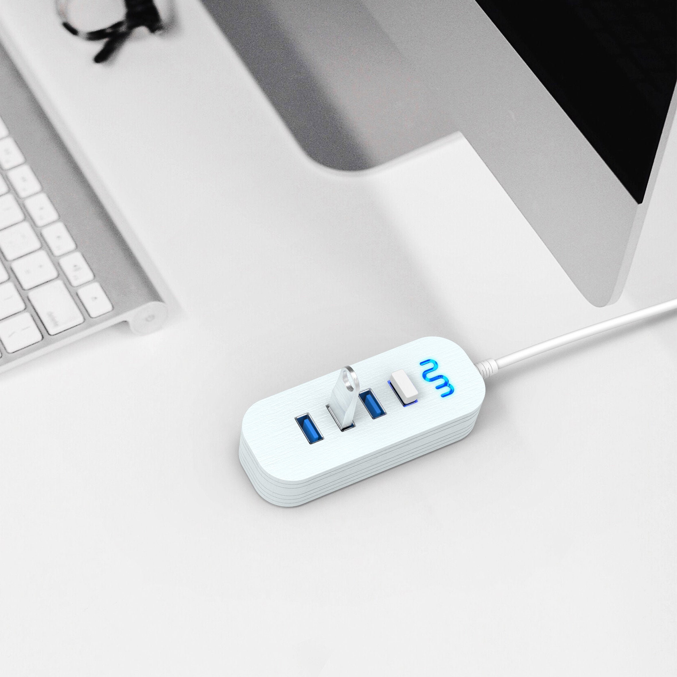 White USB Hub Wooden USB Hub USB Station - Etsy