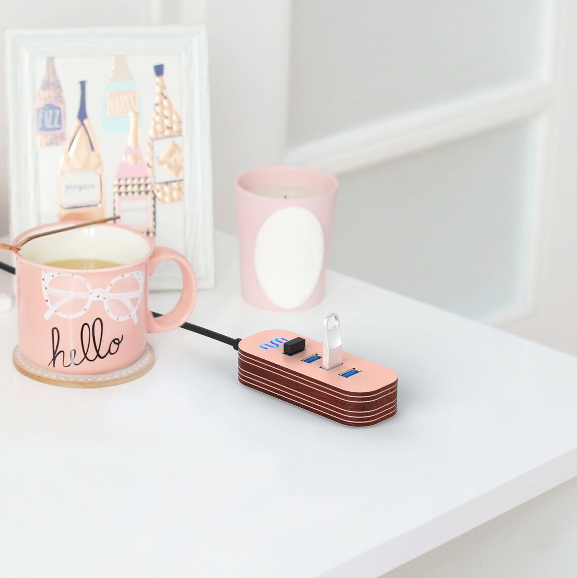 Walnut USB Hub Wooden USB Hub USB Station - Etsy