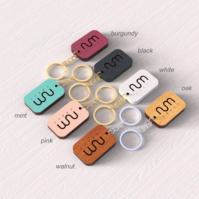 Custom Logo Keychain, Business Logo Keychain, Rectangle Wooden Keychain ...