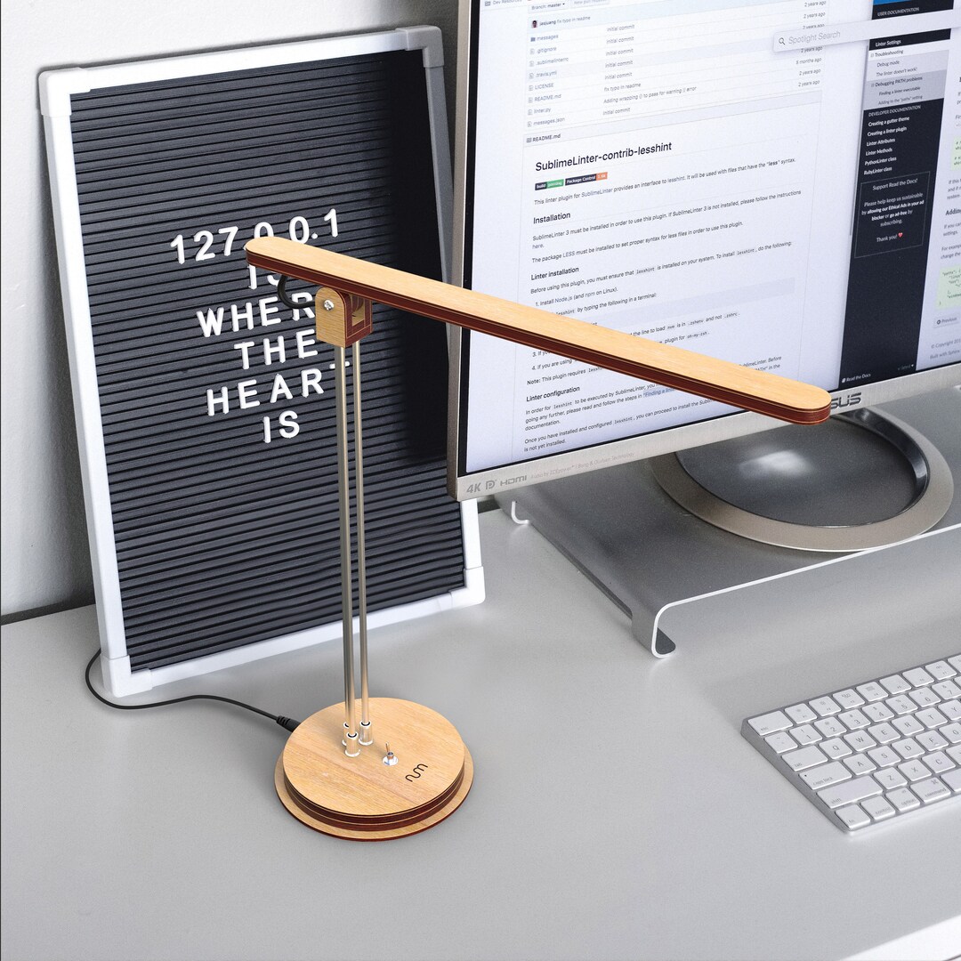 Oak Desk Lamp, Led Desk Lamp, Wood Lamp, Table-top Lamp, Office Lamp - Etsy