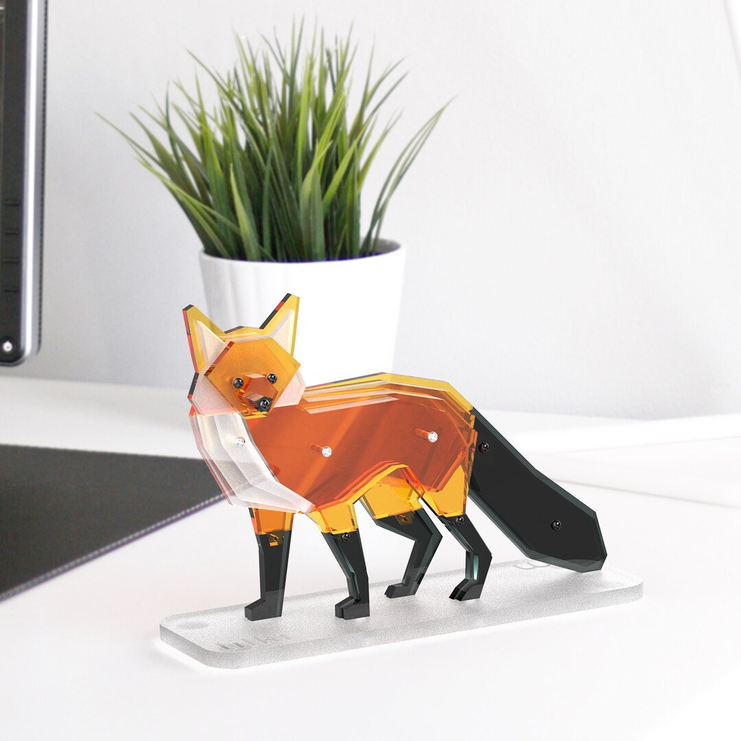 Fox Acrylic Figurine, Fox Sculpture, Glass Figurine, Fox Decor - Etsy